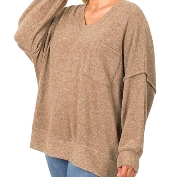 Zenana Outfitters | Sweaters | New Zenana Mocha Brushed Melange Hacci ...